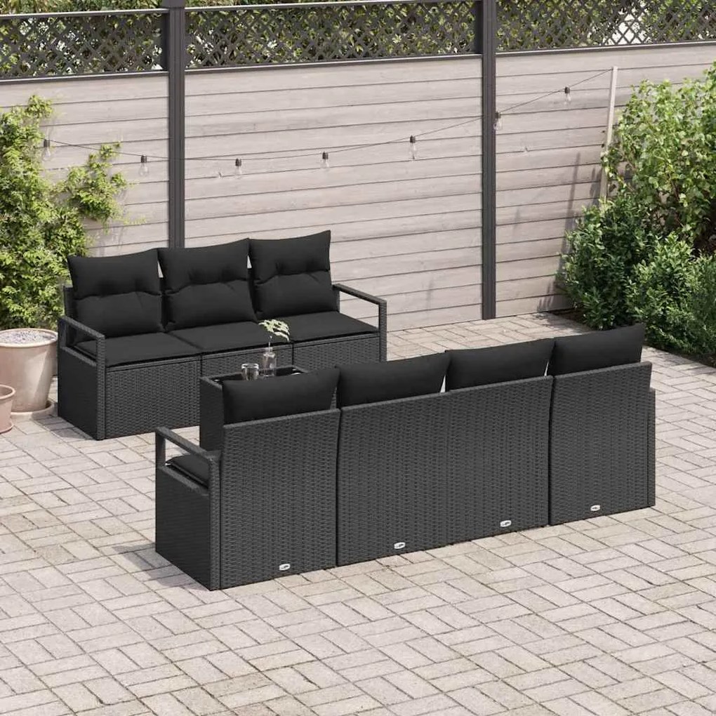 Set pohovek 8 ks 7-Počet míst Černá polyratan 3346293