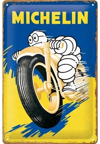 Plechová cedule Michelin - Motorcycle Bibendum, (30 x 20 cm)