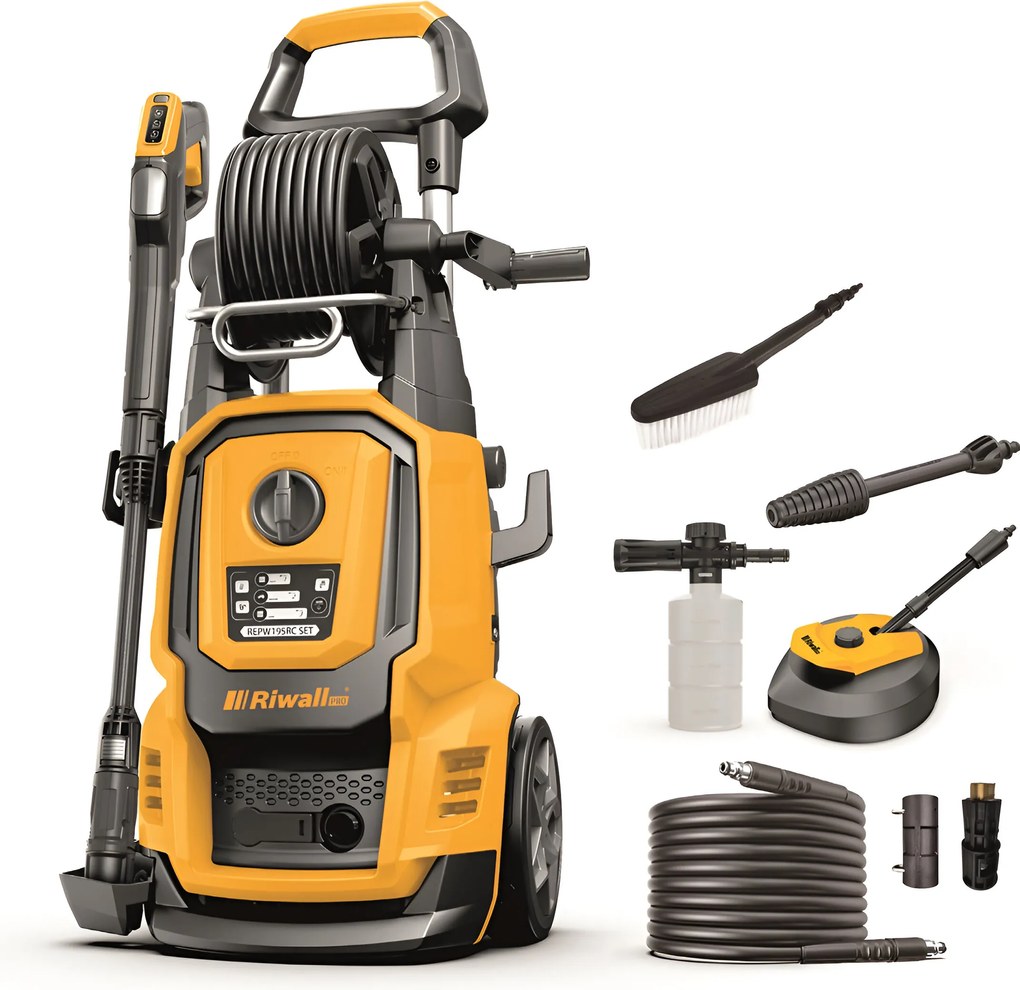 Riwall PRO REPW 180 RC SET - elektrická tlaková myčka 180 barů s dálkovým ovládáním a příslušenstvím