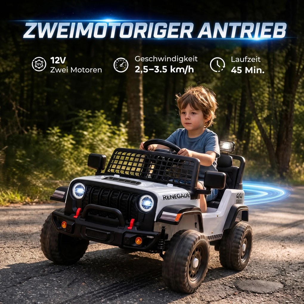 AIYAPLAY dětské elektrické auto 12V, elektrické auto pro děti s dálkovým ovládáním, lithiová baterie, 2 motory, plynulý rozjezd, 4-kolová odpružená k…