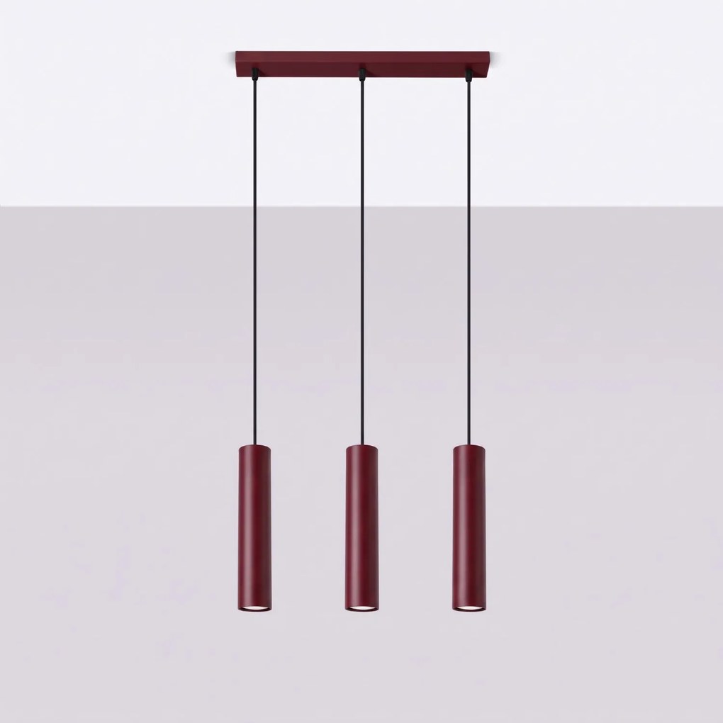 Sollux Lighting Závěsné svítidlo LAGOS 3L bordó