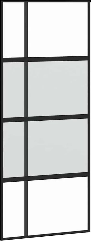 Posuvné dveře se sadou kování černé 90x205 cm Tvrzené sklo 3375899