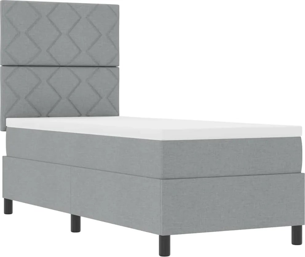 Postel s boxspringem s čelo Světle šedá 80 x 200 cm textil 3339420