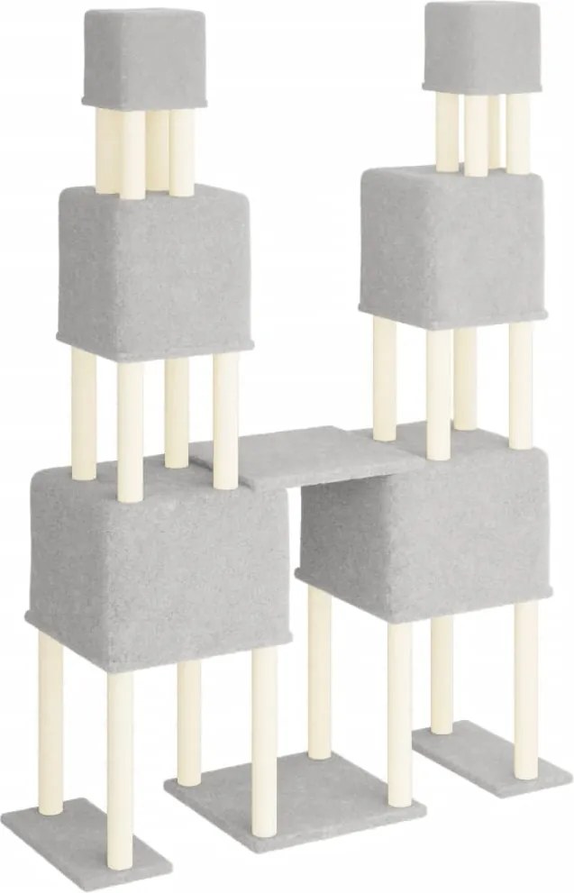 Škrabadlo pro kočky se sisalovými sloupky světle šedé 199 cm 172080