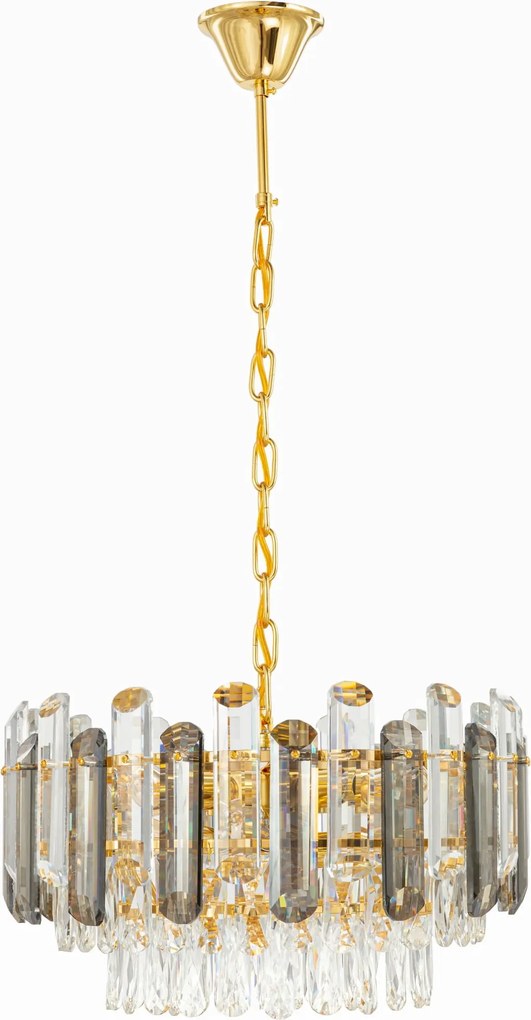 Luxusní křišťálová lustrová lampa Luxury Gold Grey WSC022