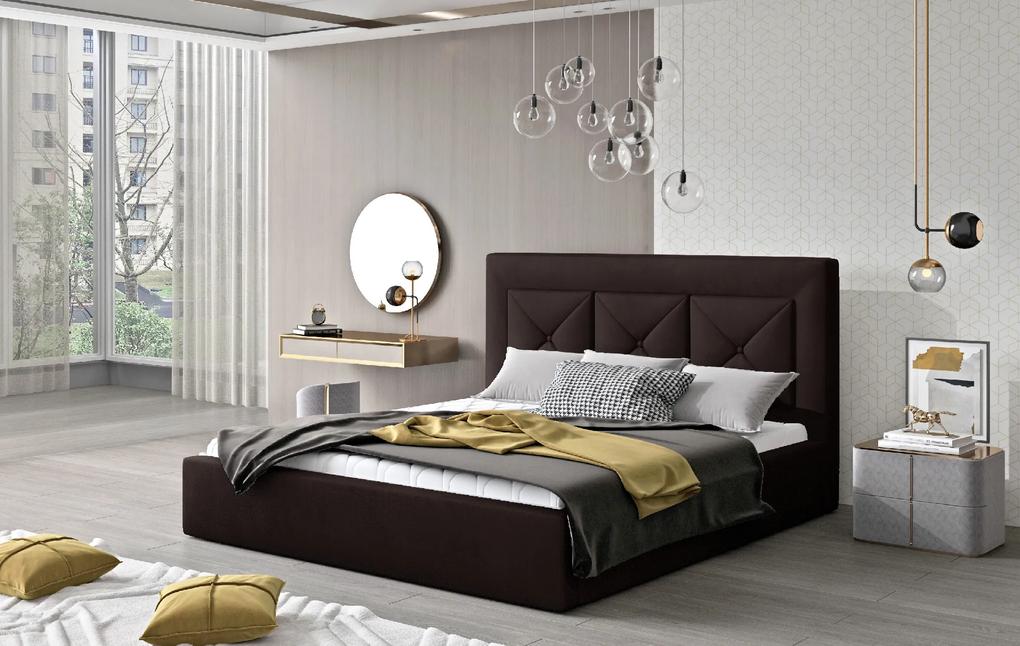 Eltap Čalouněná postel Cloe s úložným prostorem Materiál a barva potahu: Dora 28 - tmavě hnědá, Rozměry (cm): 180x200