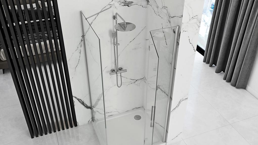 Rea Molier, sprchová kabina 100(dveře) x 80(stěna) x 190 cm, 6mm čiré sklo, chromový profil, KPL-K1371