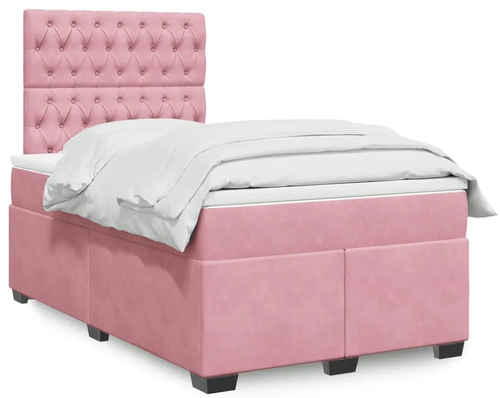 Box spring postel s matrací růžová 120 x 200 cm samet 3290893