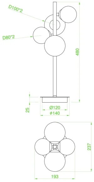 Wofi 8014.04.24.9000 - LED Stolní lampa 4xG9/3W/230V černá