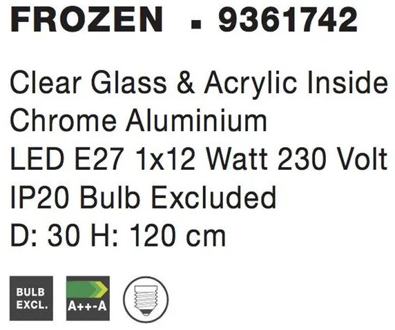 Nova Luce Závěsné svítidlo FROZEN čiré sklo a akryl uvnitř chromovaný hliník E27 1x12W