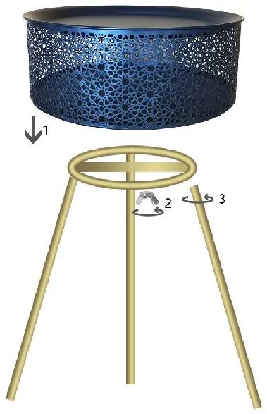 Kulatý odkládací stolek Baram, 40x65 cm, černá/zlatá
