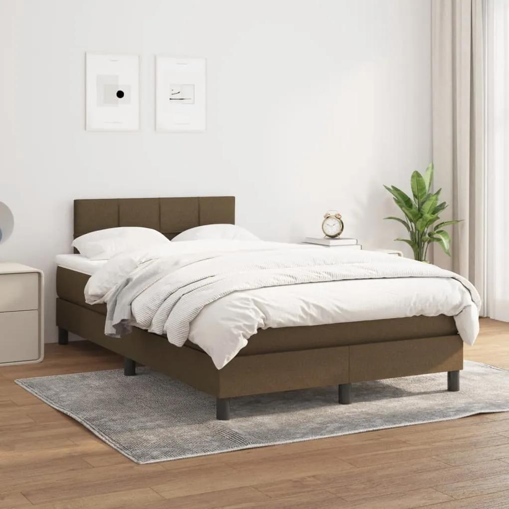 Box spring postel s matrací tmavě hnědá 120x200 cm textil,  3140044
