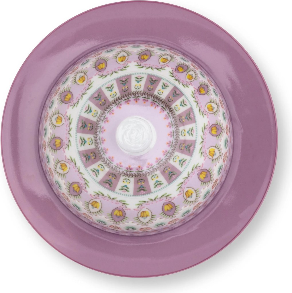 Pip Studio Lily &amp; Lotus máselnice 17x8cm, lila (porcelánová máslenka)