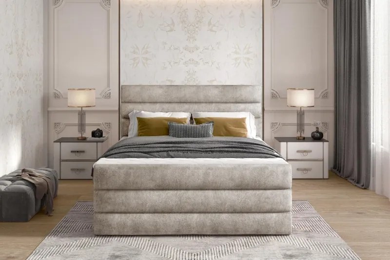 Kontinentální boxspring postel Carmen, modrá 160x200cm (monolith 77/ CAND 07)