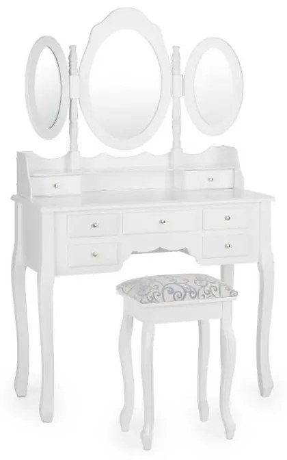 OneConcept Miss Charlotte, kosmetický stolek, 3 zrcadla, 90 x 144,5 x 40 cm, včetně stolečku