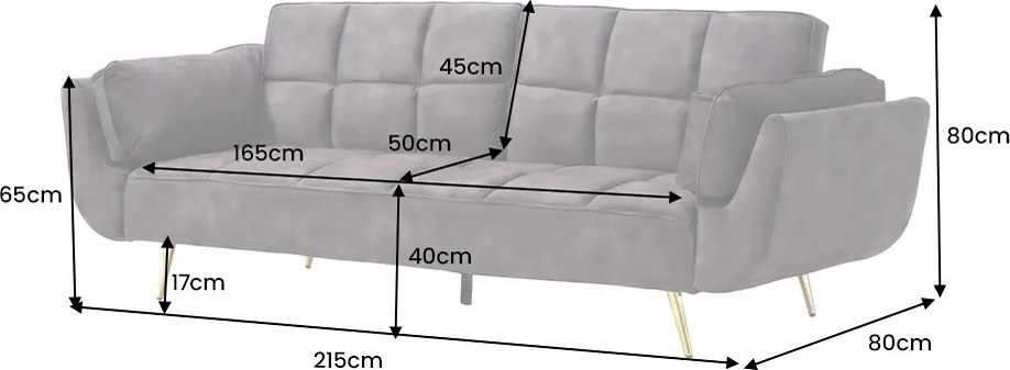 Designová rozkládací pohovka Bailey 215 cm tmavě šedý samet