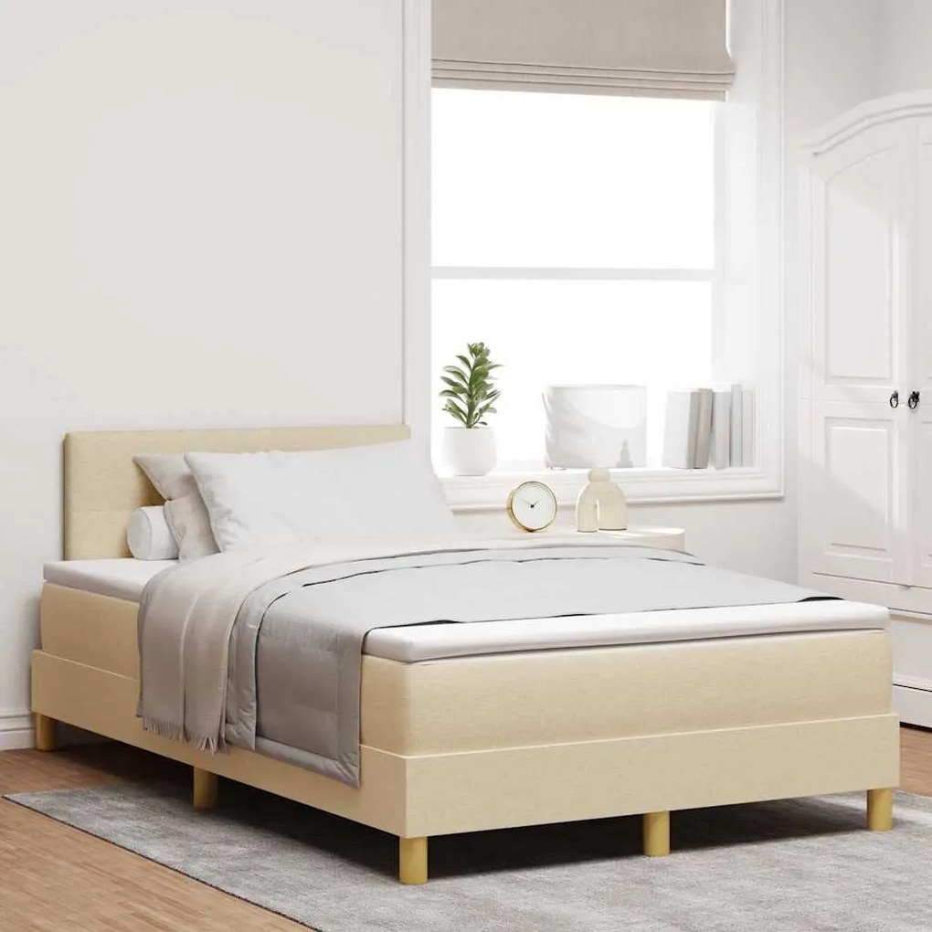 Postel s boxspringem s polštářem Krémová 120 x 200 cm textil 3338914