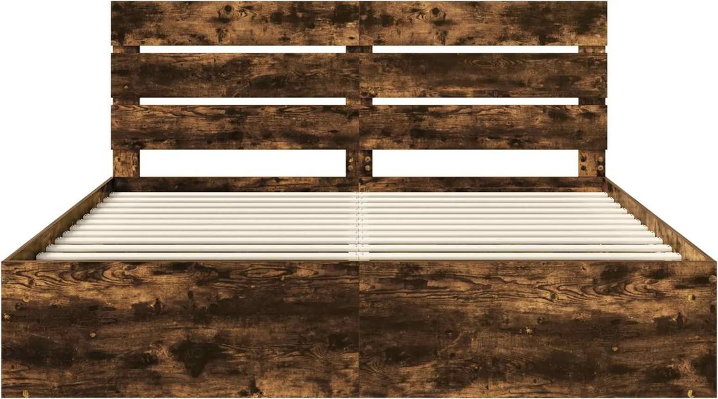 Rám postele Kouřový dub 200 x 200 cm Masivní borové dřevo 3411708