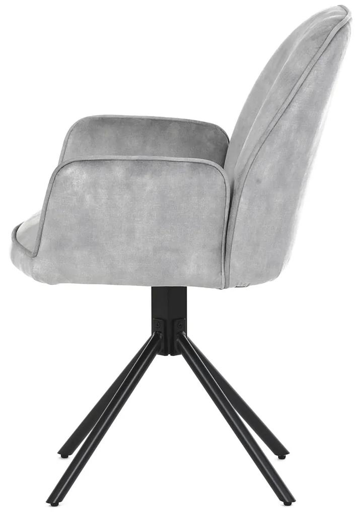 Židle jídelní a konferenční VERONICA stříbrná látka v dekoru žíhaného sametu