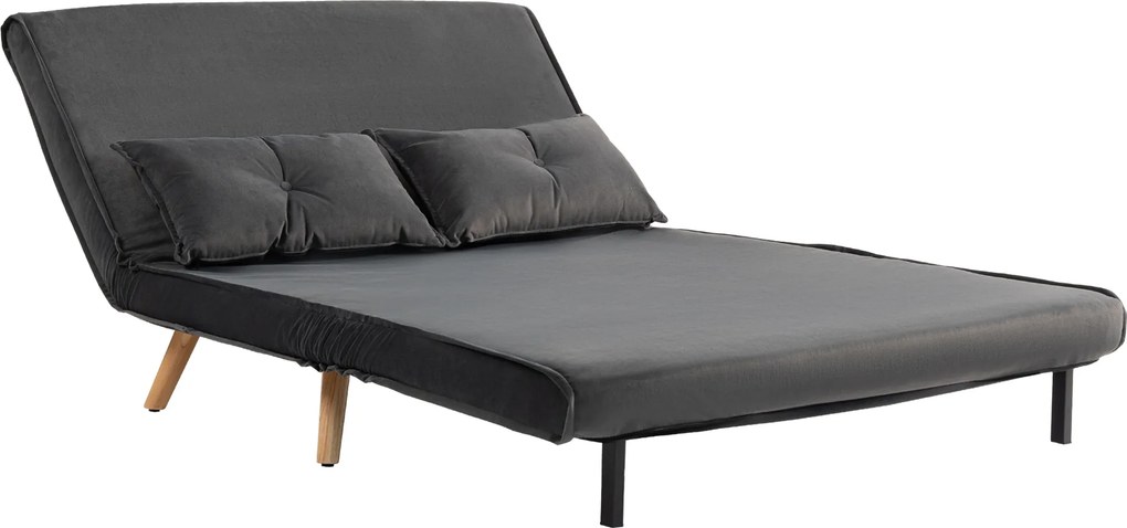 HOMCOM 2místná rozkládací pohovka, postelové sofa, pohovka konvertovatelná na postel, nastavitelná opěrka zad, látkový potah, kovový rám, šedá
