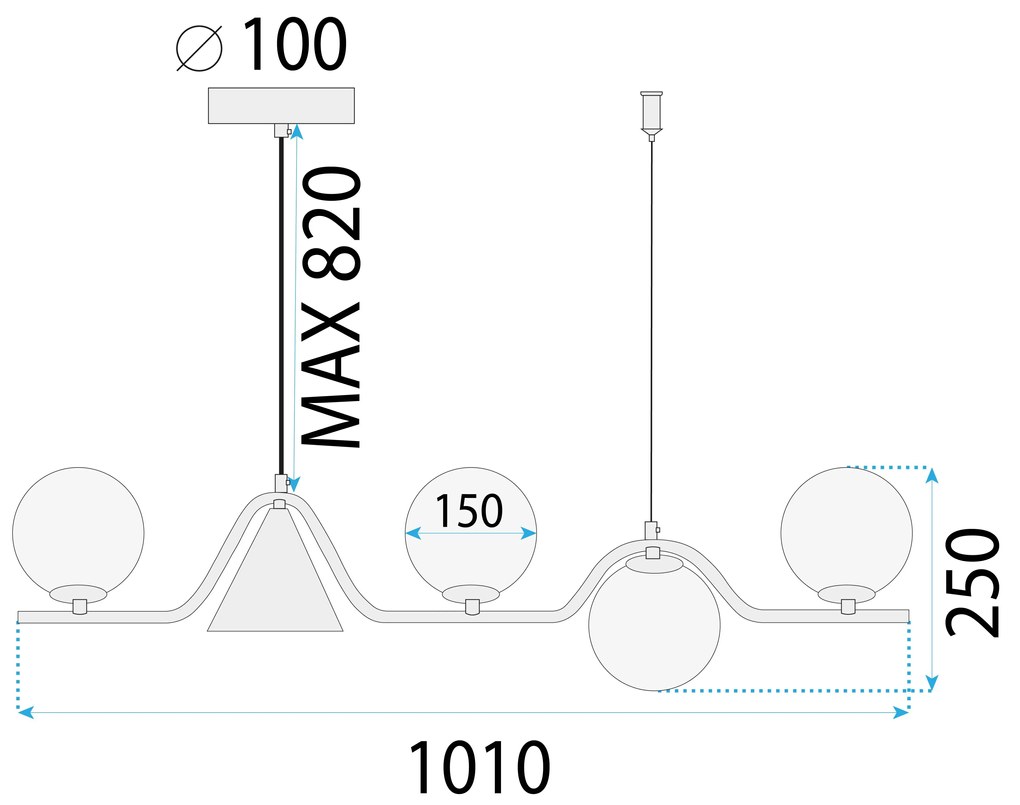 Toolight Moderní designové závěsné svítidlo Gold APP1662-5CP
