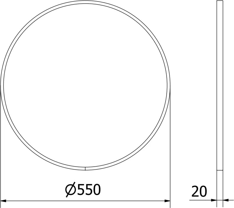 Mexen Loft, kulaté koupelnové zrcadlo 55 cm, barva rámu černá matná, 9850-055-055-000-70