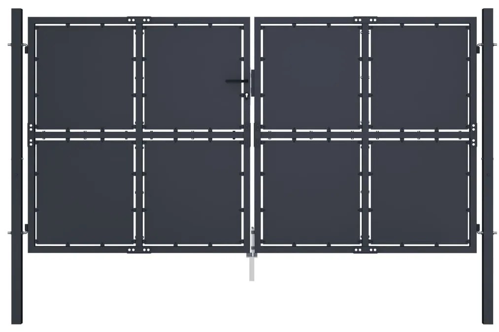 Zahradní branka ocelová 300 x 150 cm antracitová 144526