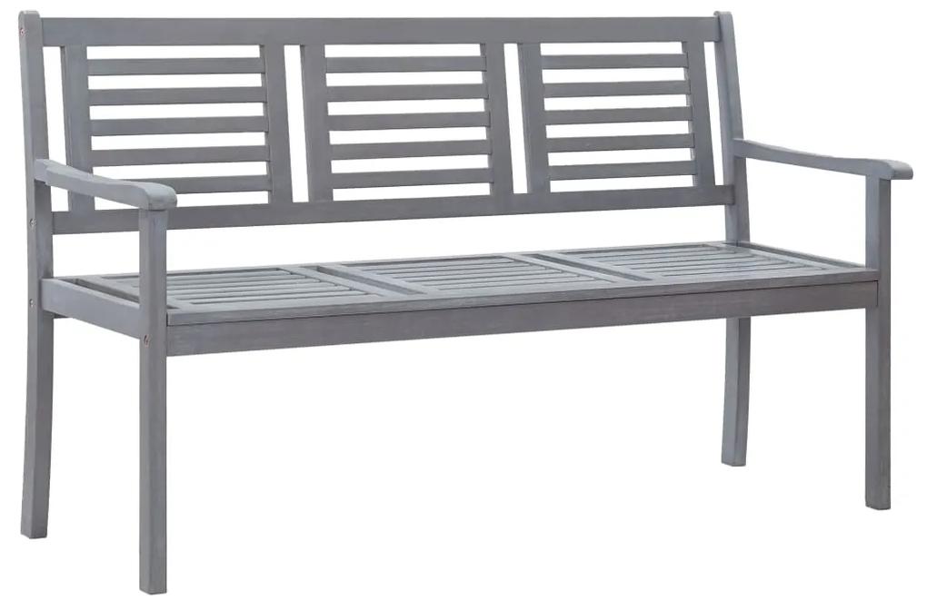 3místná zahradní lavice s poduškou 150 cm šedá eukalyptus,  3061057