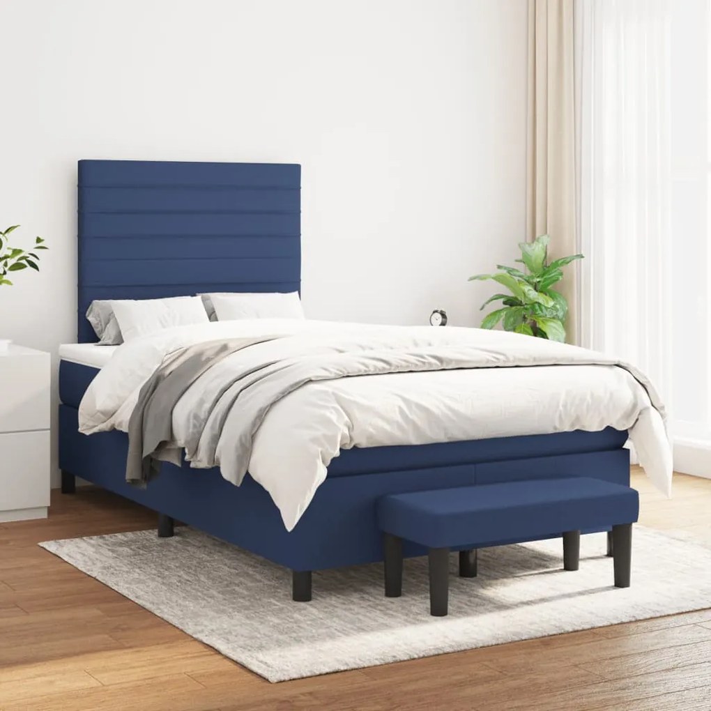 Box spring postel s matrací modrá 120x200 cm textil,  3136667