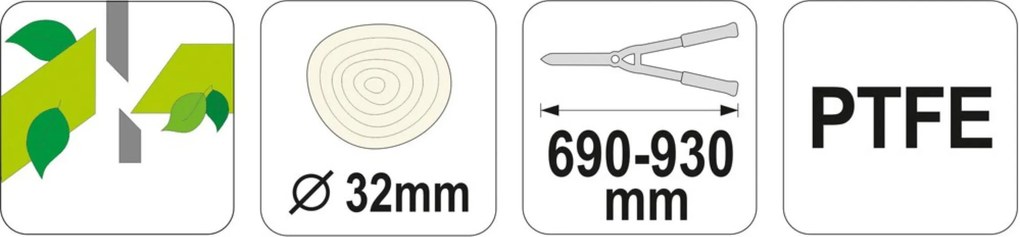 Yato Nůžky na větve teleskop. 690-930mm (průměr 32mm) šikmý stříh