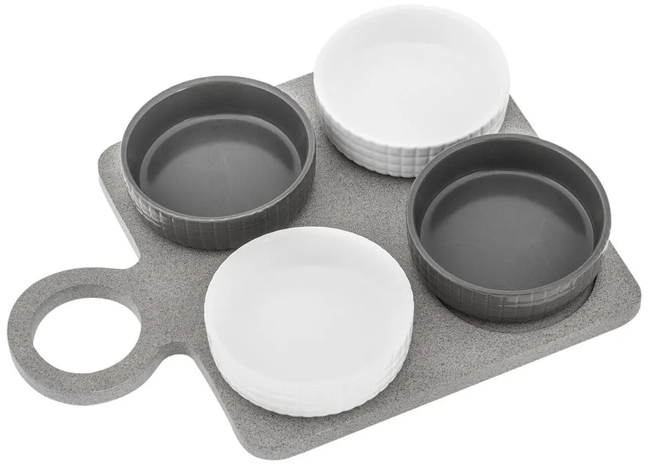 Set 4 servírovacích misek s podnosem Villa Altachiara Yin&amp;Yang, 29 x 21,5 cm