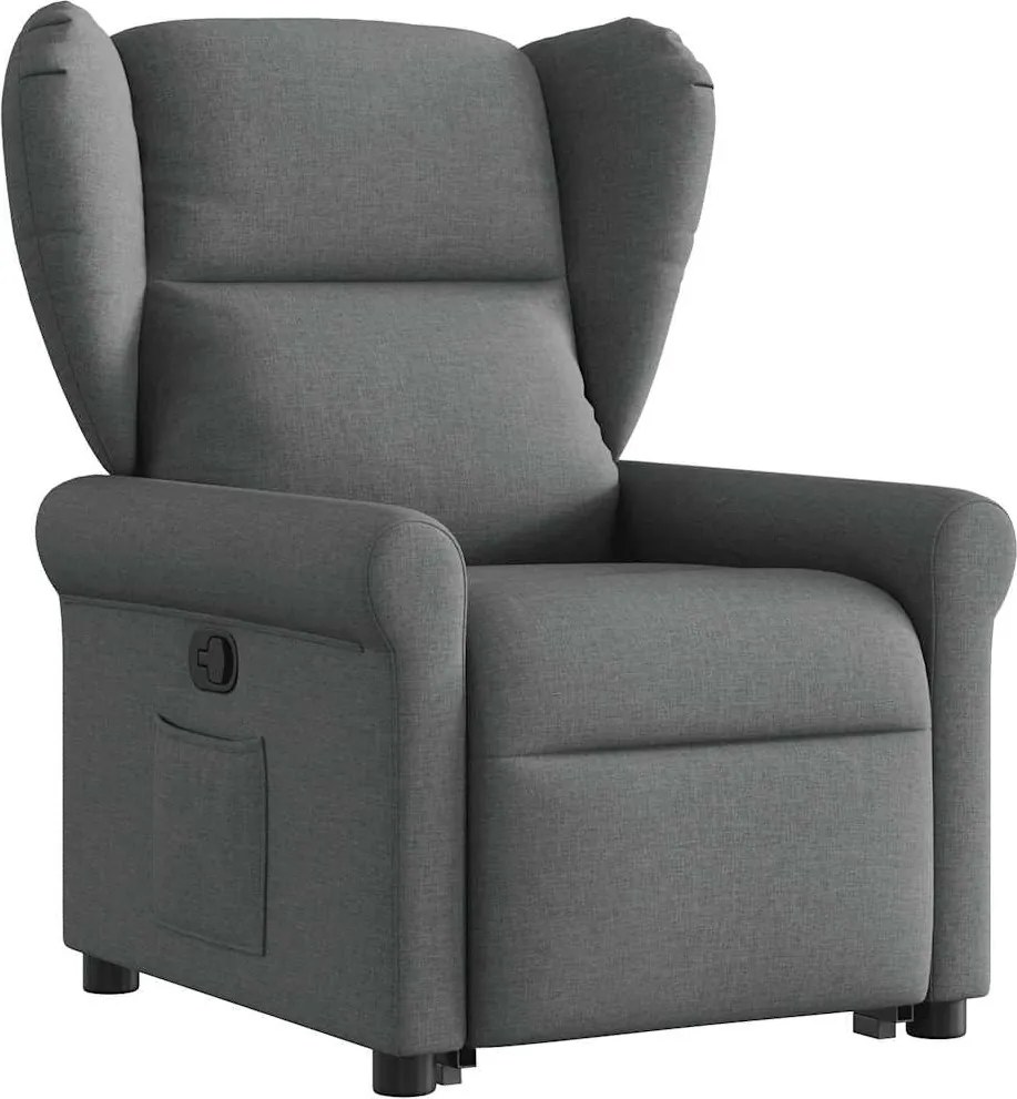 Zvedací polohovací křeslo tmavě šedé textil 3303375