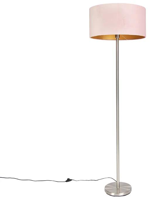 Stojací lampa z oceli s růžovým odstínem 50 cm - Simplo