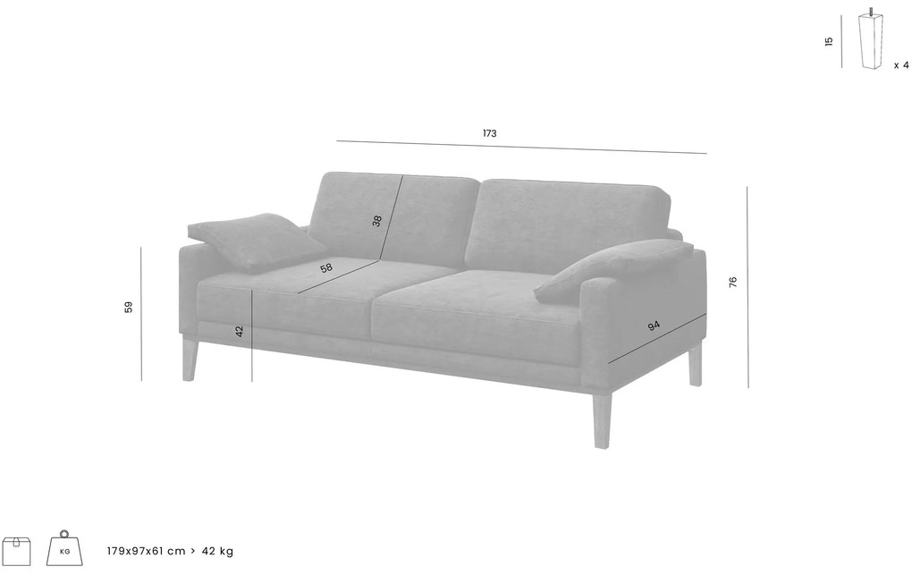 MUZZA Pohovka dvoumístná musso tufted 173 cm antracit