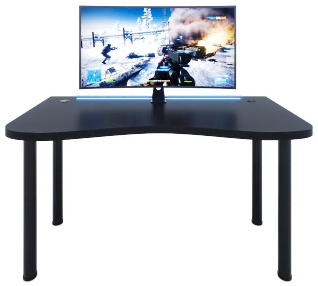 Expedo Počítačový herní stůl CODE Y2 s LED, 135x73-76x65, černá/černé nohy
