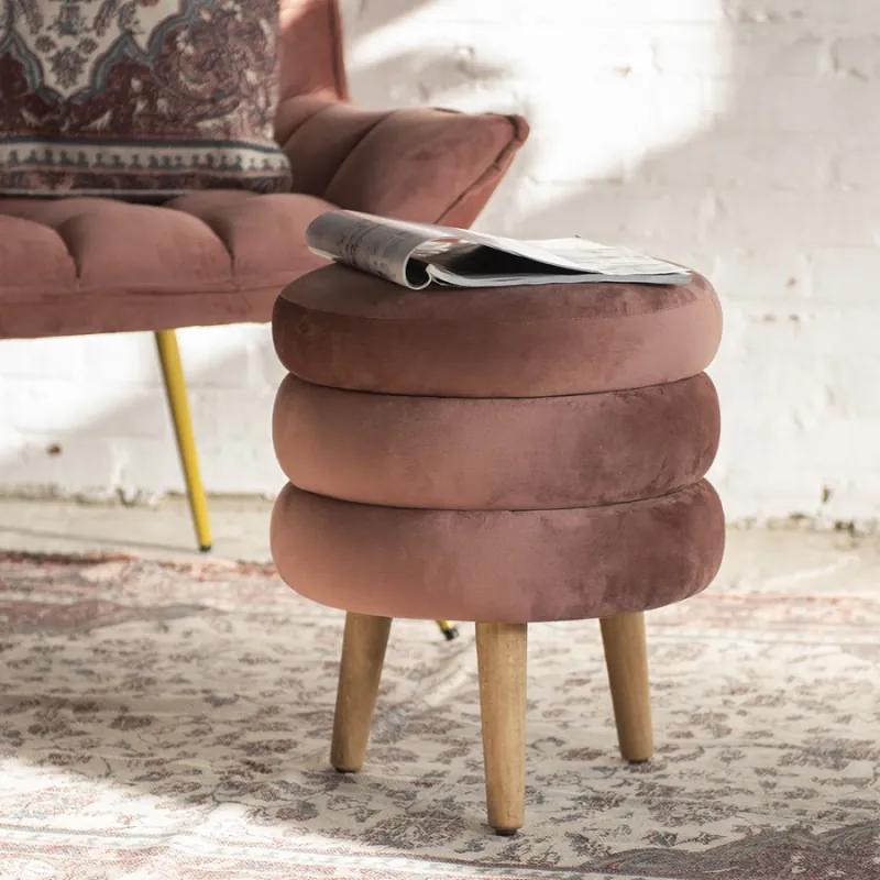 Růžová stolička na dřevěných nožkách Irma – 38x44 cm