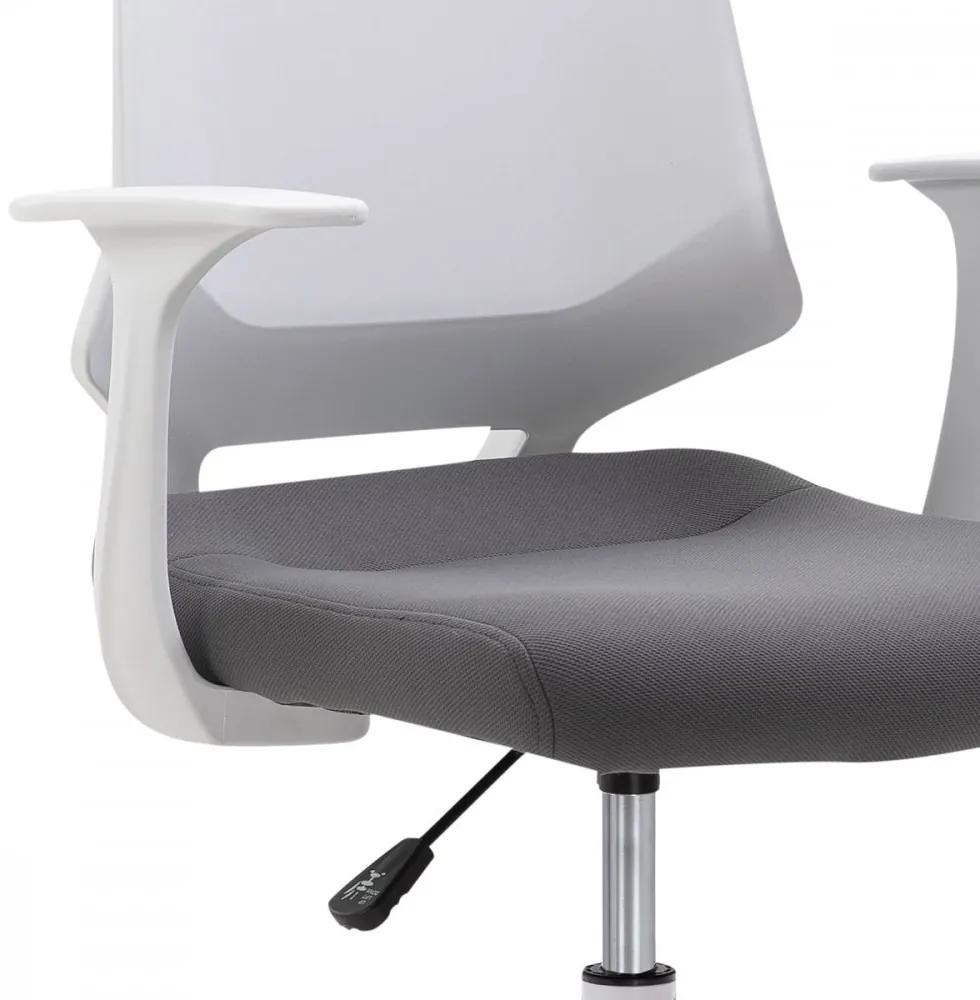 Kancelářská židle, sedák šedá látka, bílý PP plast, výškově nastavitelná KA-R202 GREY