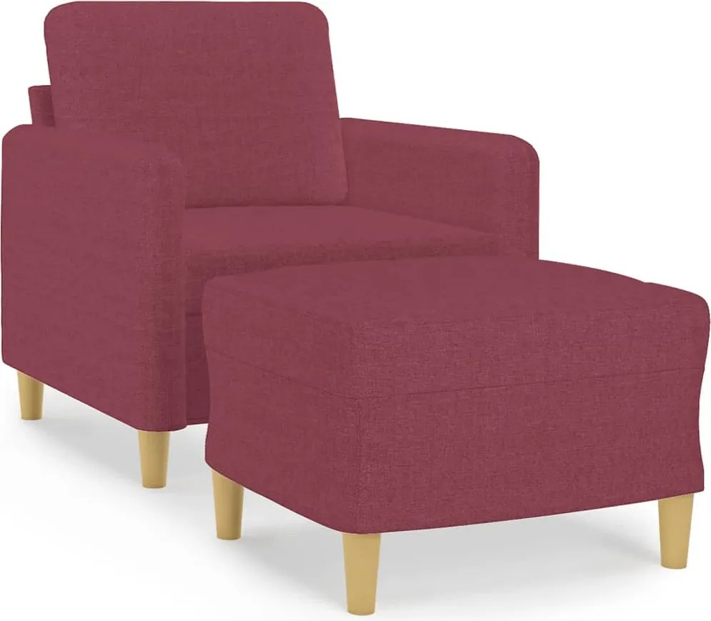 Křeslo s podnožkou vínové 60 cm textil 3201190