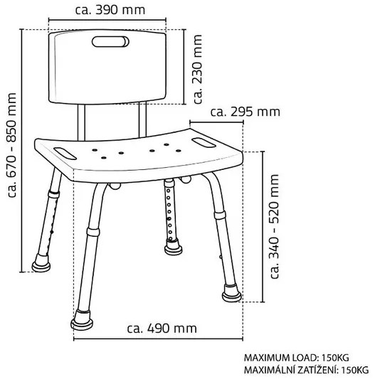 Ridder židle s opěradlem, nastavitelná výška, bílá A00602101