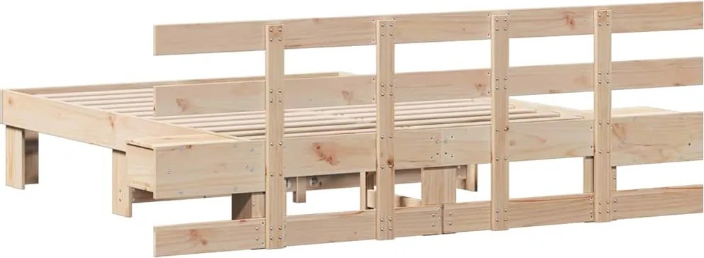 Rám postele s čelo Hnědá 135 x 190 cm Masivní borové dřevo 3385697