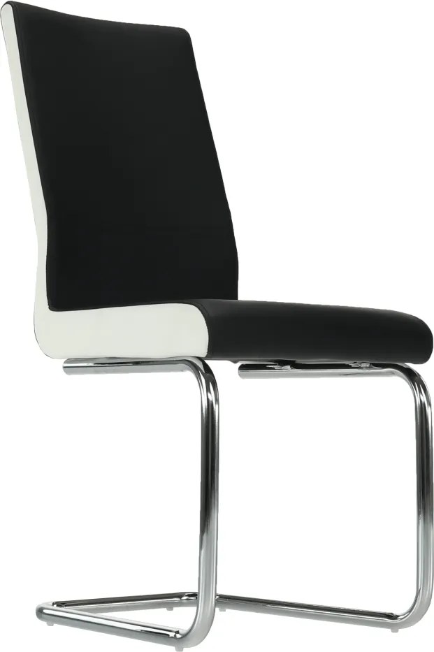 TEMPO Židle, ekokůže černá / bílá + chrom, Neana