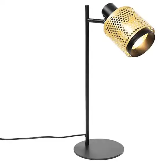 Industriální stolní lampa černá se zlatou - Kayden | BIANO