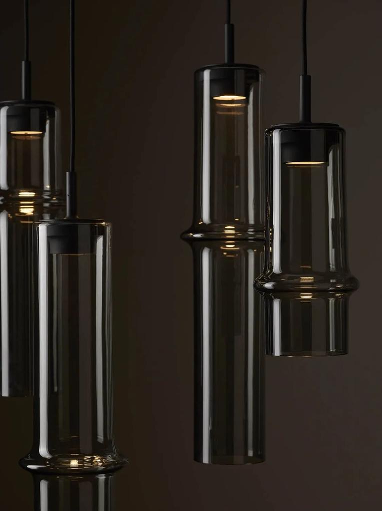 Brokis Designové závěsné svítidlo Bamboo forest up M, PC1328 Stmívání, řízení: stmívatelná verze, Barva skla: světle šedá kouřová - transparentní sklo, Povrchová úprava baldachýnu: Trimless – kabelová verze – černá struktura