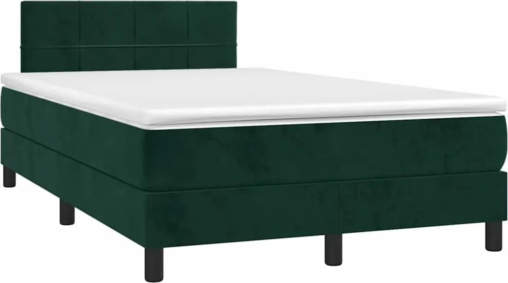 Box spring postel s matrací a LED tmavě zelená 120x200 cm samet 3134396