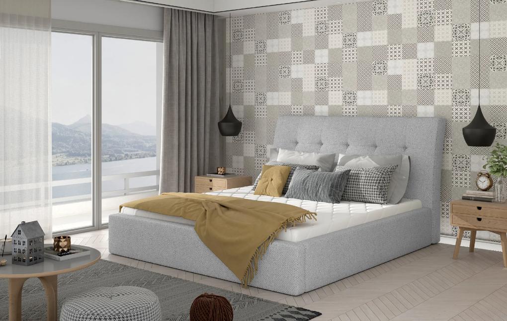 Eltap Čalouněná postel Inge s úložným prostorem Materiál a barva potahu: Omega 13 - šedá, Rozměry (cm): 200x200