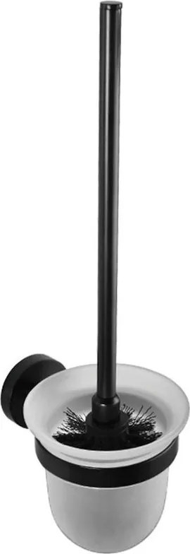 Sapho Sapho, X-ROUND BLACK WC kartáč nástěnný, miska mléčné sklo, černý, XR303B
