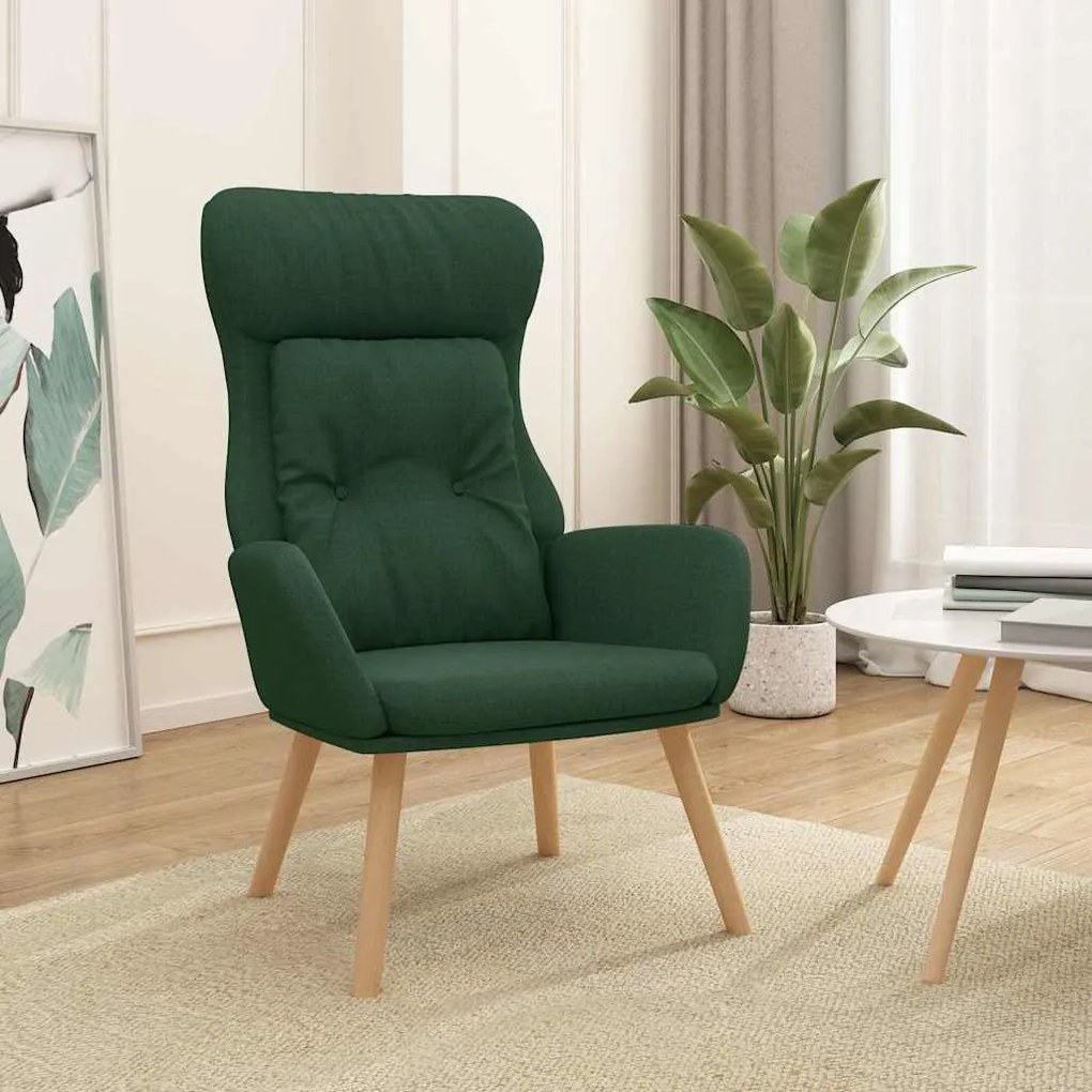 Relaxační křeslo tmavě zelené textil 341295