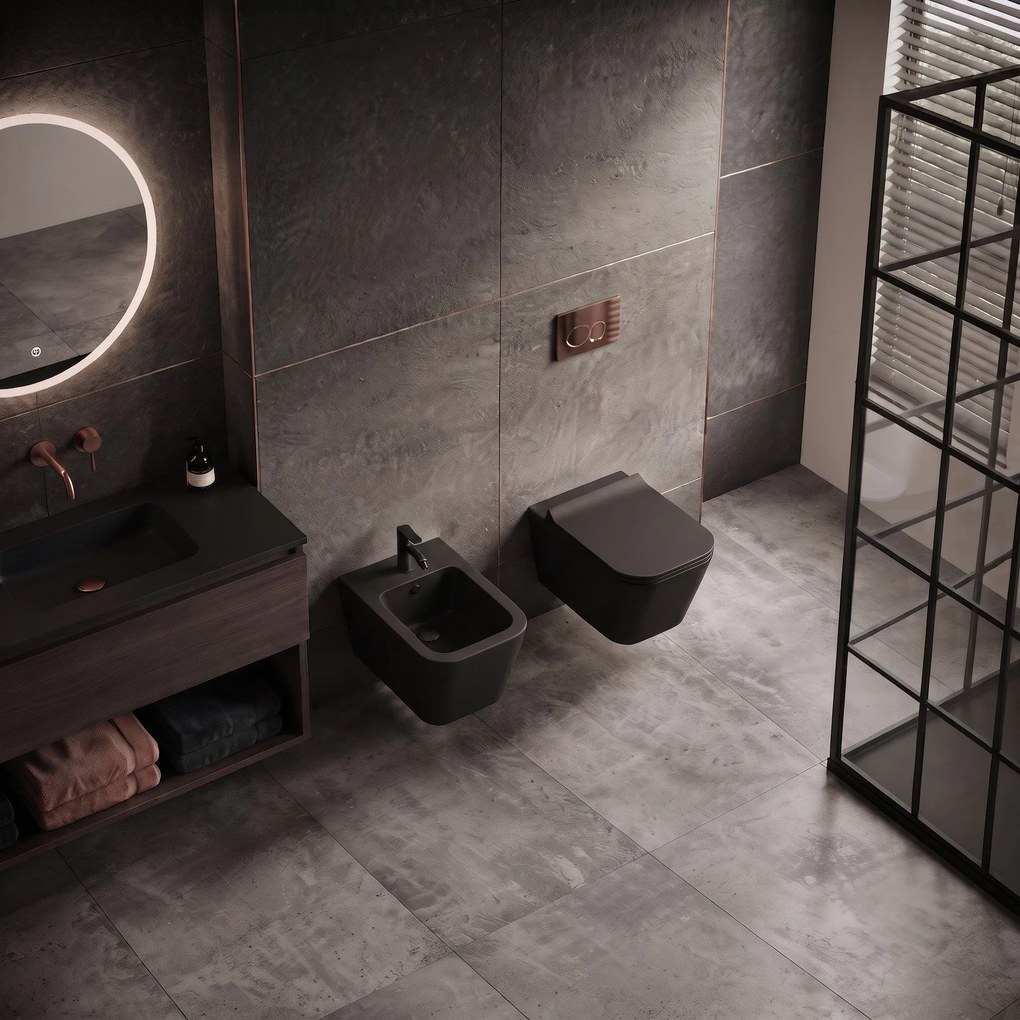Erga Mery, závěsný bidet 520x360x300 mm, černá matná, ERG-V03-MERY-BD-BK