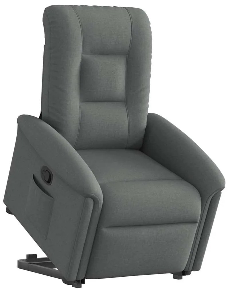 Zvedací polohovací křeslo tmavě šedé textil 3303255