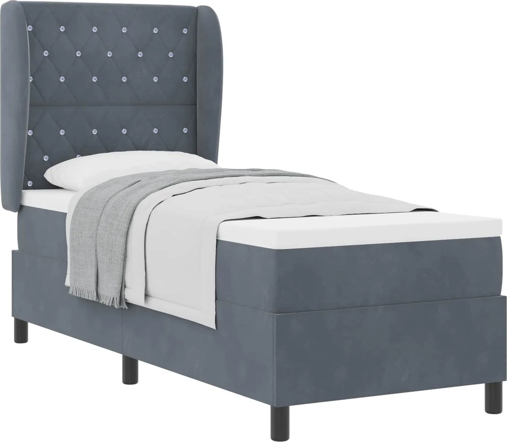 Postel s boxspringem s polštářem Tmavě šedá 200 x 80 cm samet 3340845